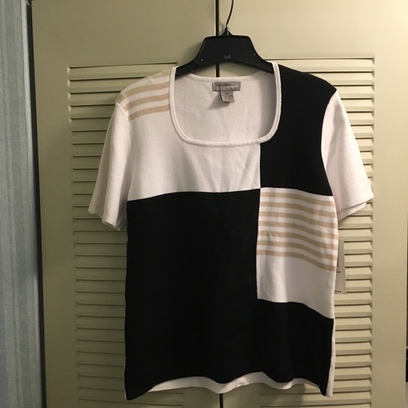 Tops | Designer Originals Color Block Short Sleeve Top | Poshmark